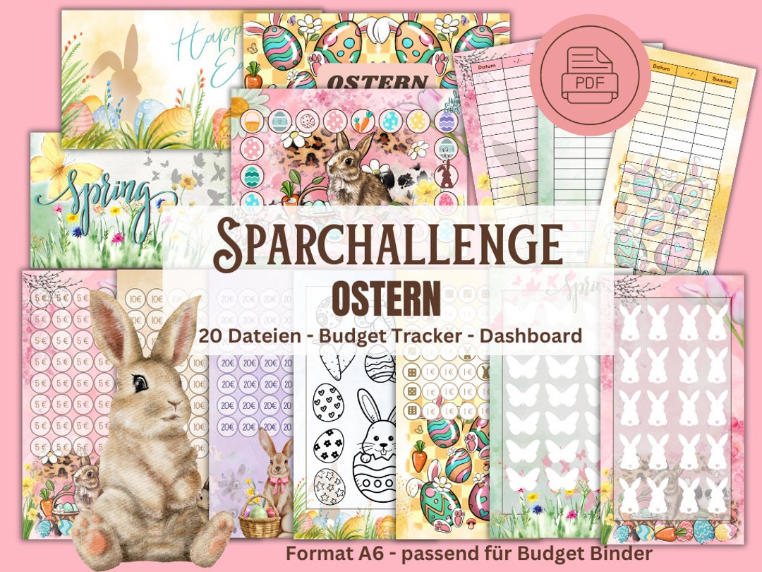 Easter Savings Challenge Set Budgeting Easter Savings Set A6 Binder ...
