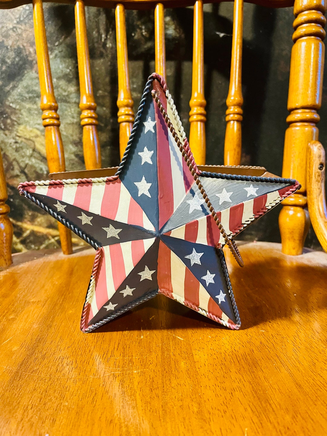 Americana Flag Star Shaped Tin - Etsy