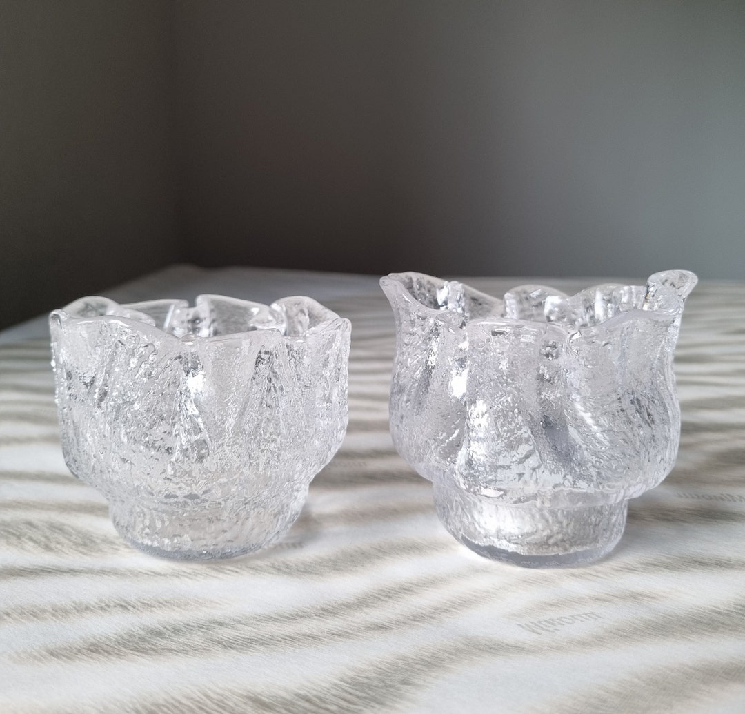 Vintage Scandinavian Crystal Candle Holder Set, Sweden ART GLASS, 1970s ...