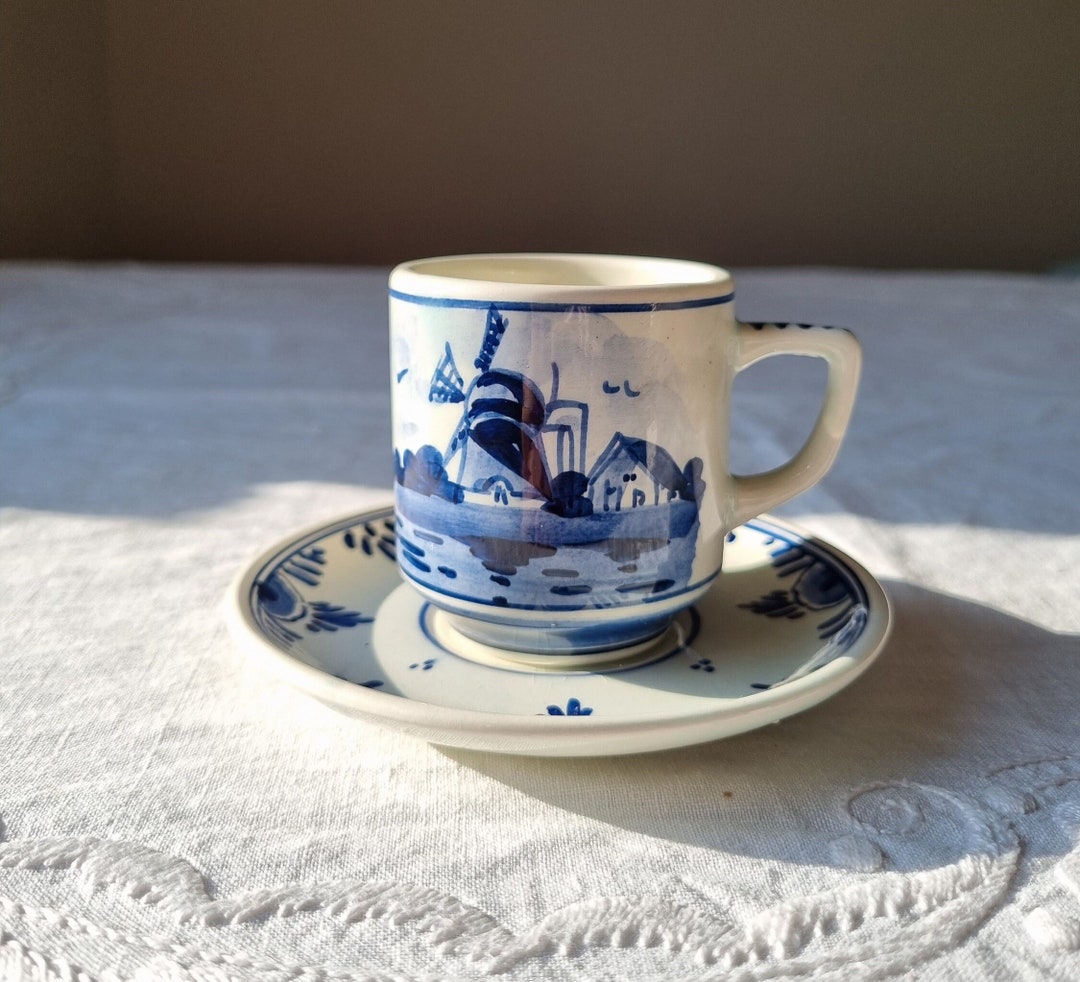 Vintage Elegant DELFT Blue Cup & Saucer Set Delftware Hand Painted ...