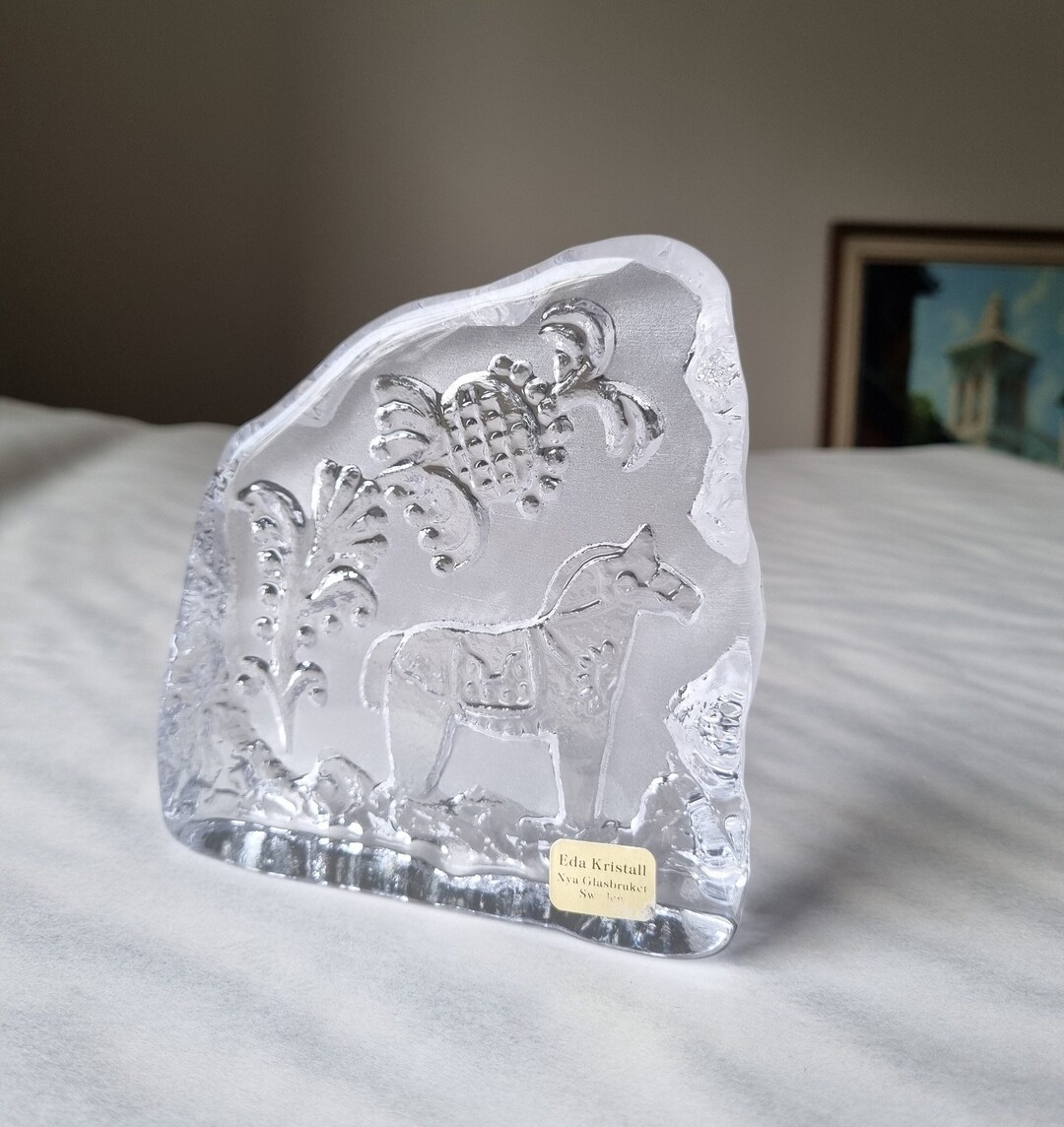 Swedish Glass Paperweight DALA HORSE Scandinavian Glass - Etsy