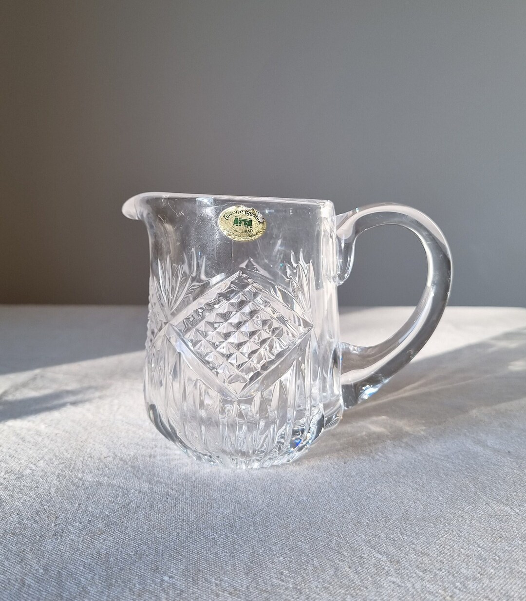 Vintage Tyrone Full Lead Crystal Textured Glass Pitcher Jug High ...
