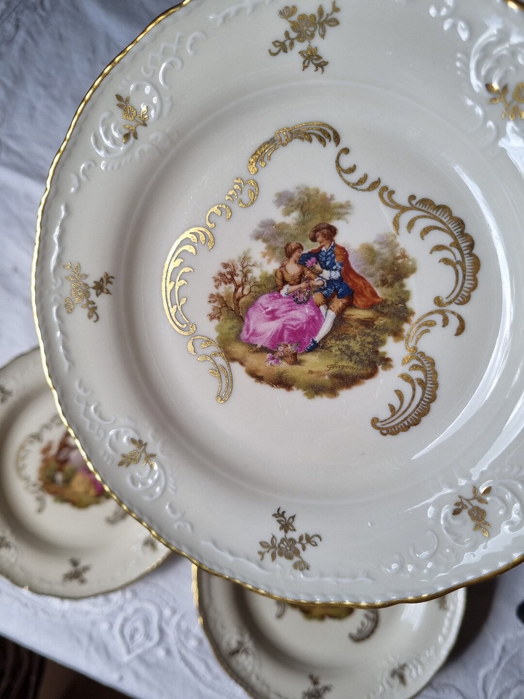 ZEH Scherzer Bavaria Germany Vintage Dessert / Side Plates Golden Trim ...