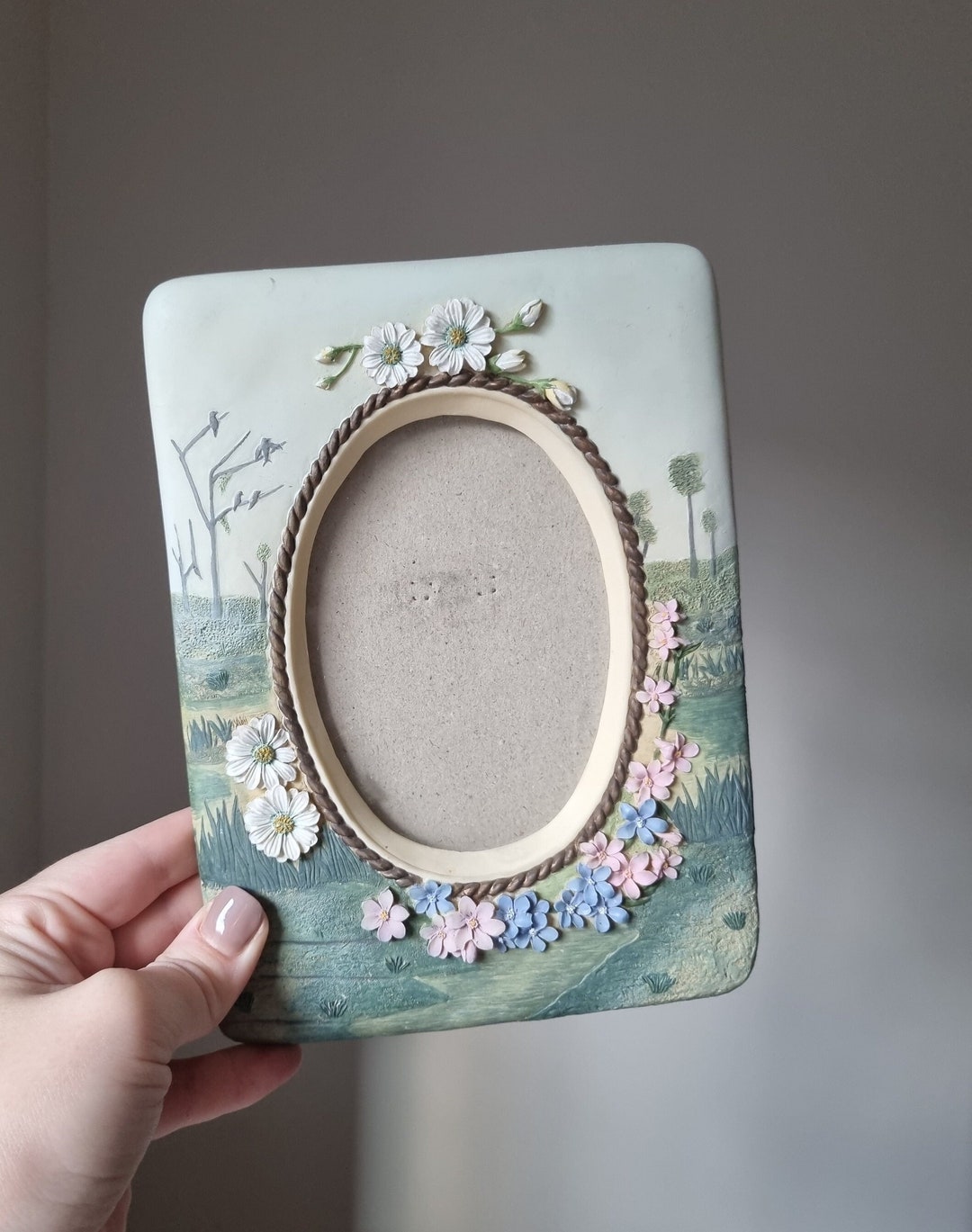 Vintage Floral Ornate Oval Frame / Wall Hanging Vintage - Etsy