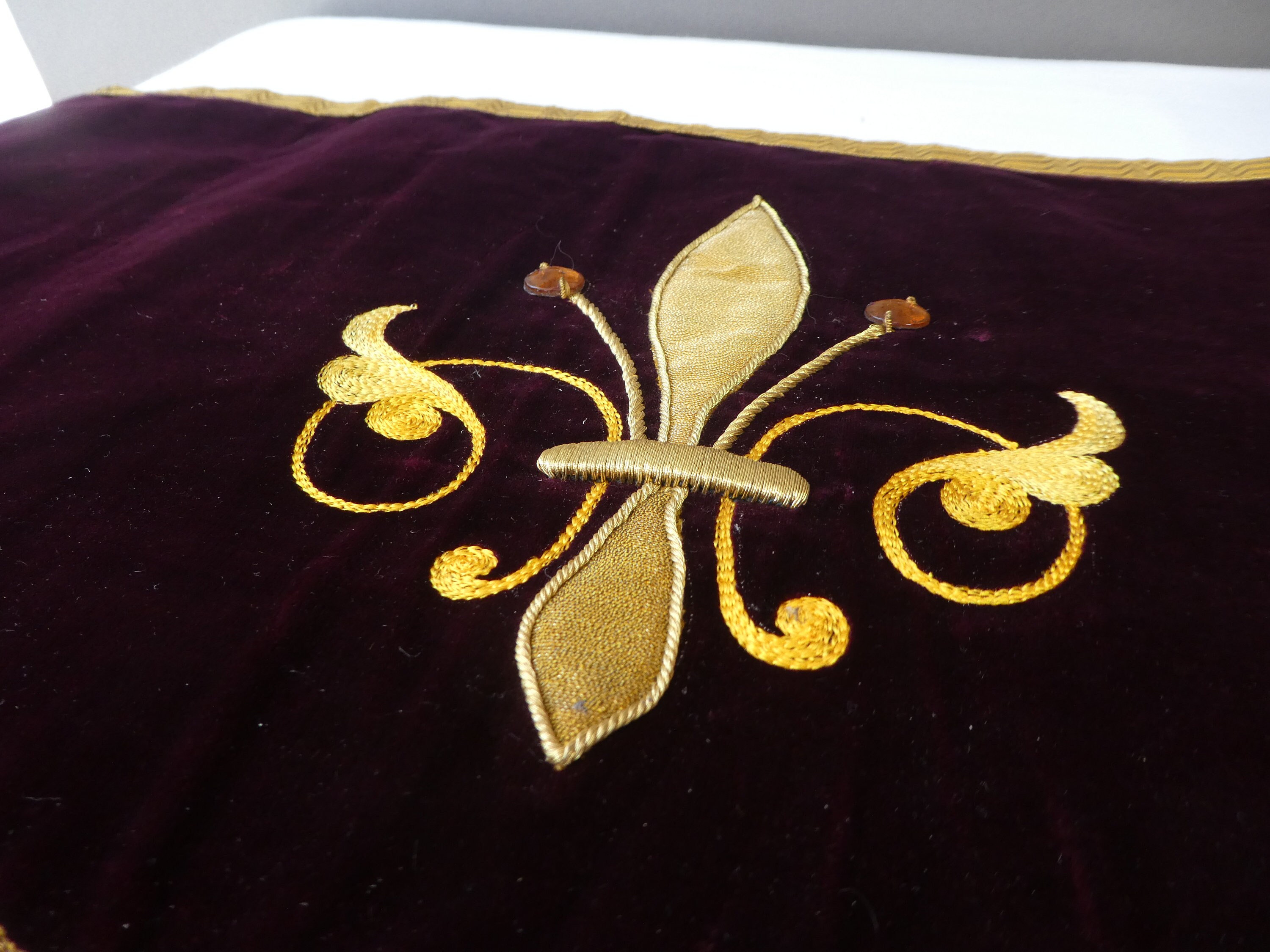 Antique Religious Textile With Sacred Heart Embroidery, Applique ...