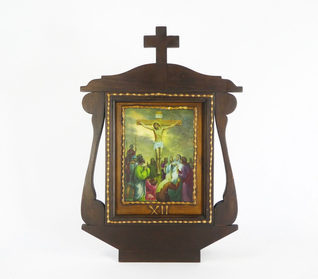 Vintage Wooden Religious Icon, Jesus Traveling Icon, Colorful Altar ...