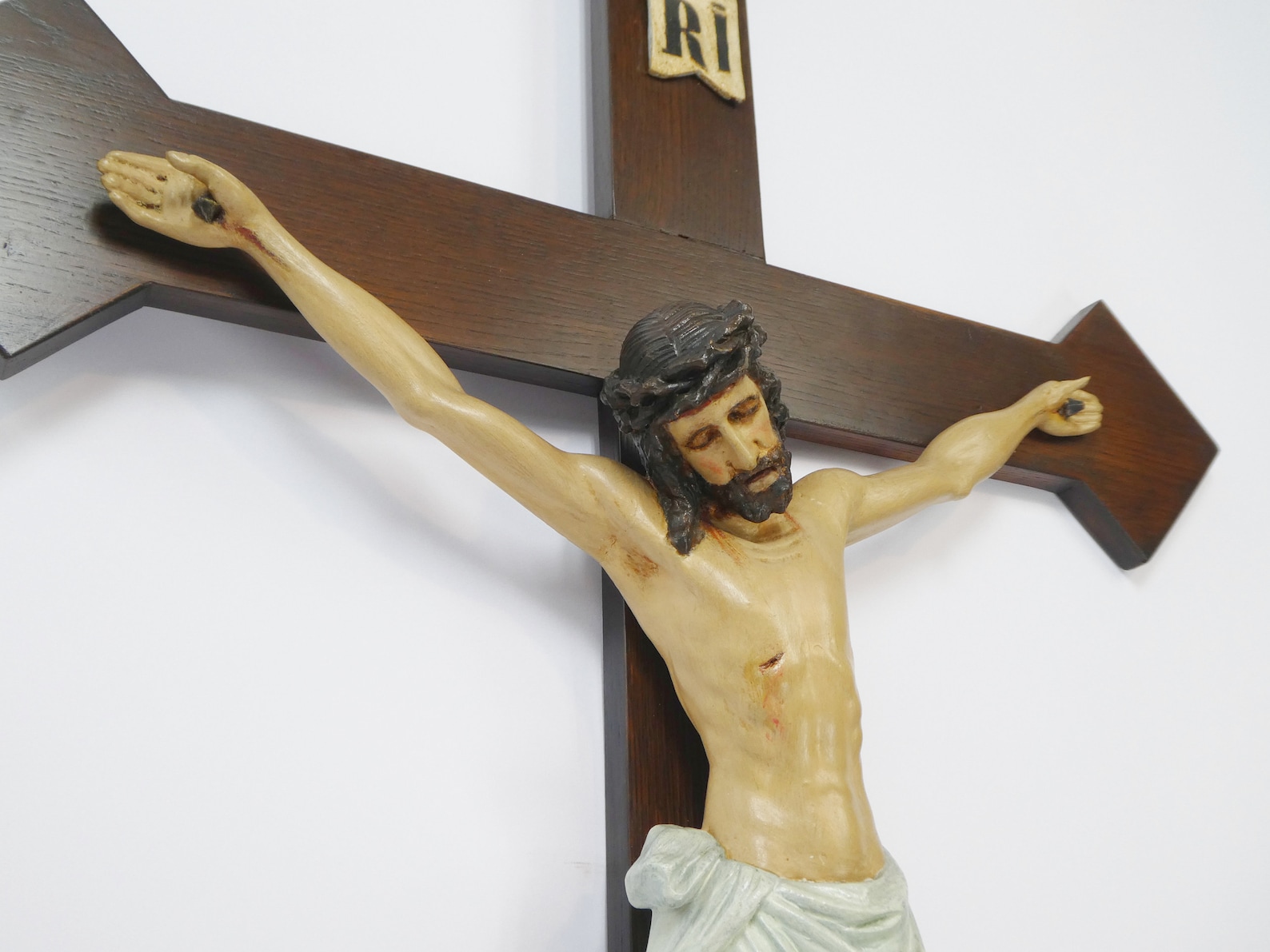 Antique Extra Large Wooden Crucifix, Beautiful Cross Jesus Christ Hand ...