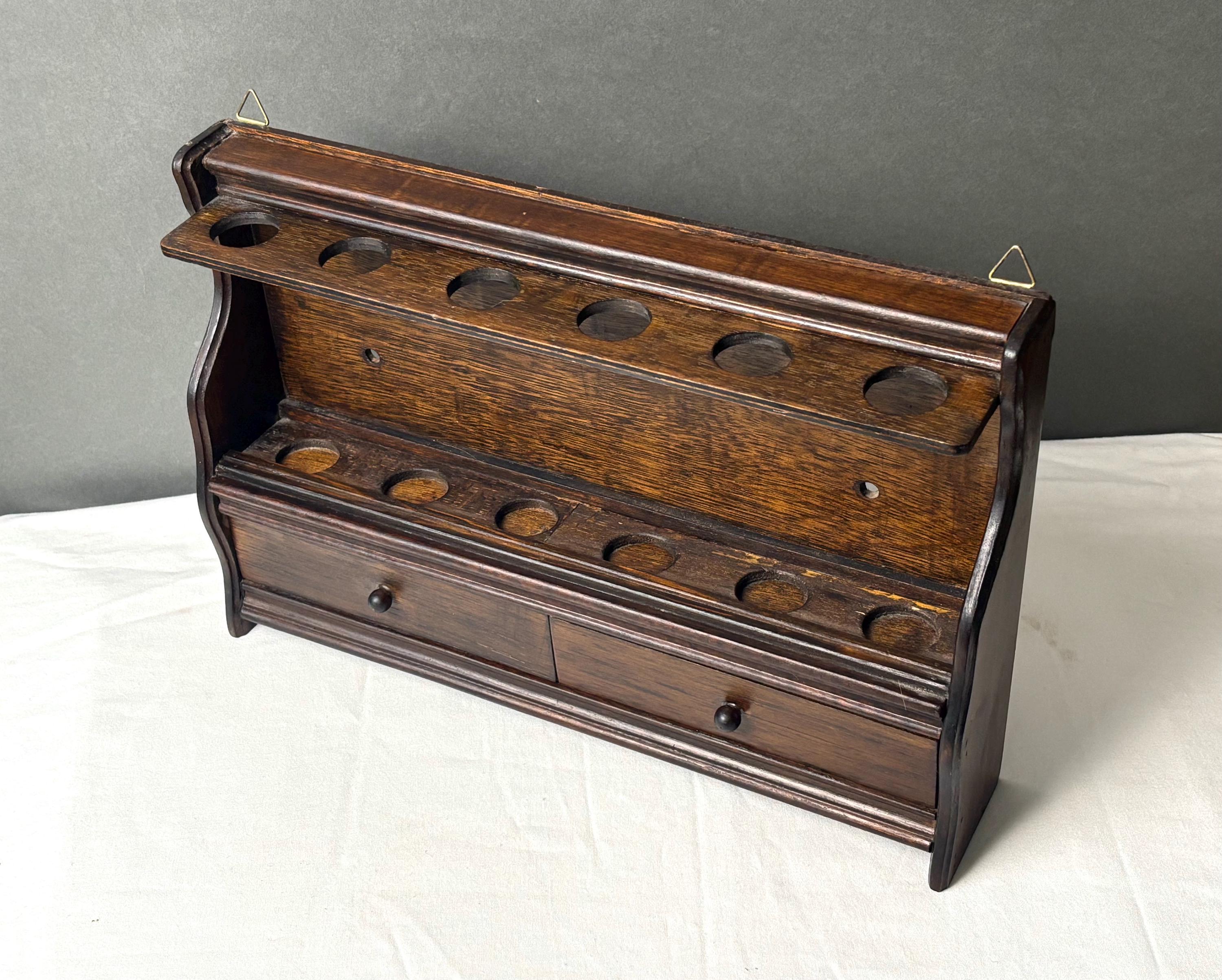 Antique Wooden Pipe Rack With Drawers – Rustic Pipe Holder, Farmhouse ...