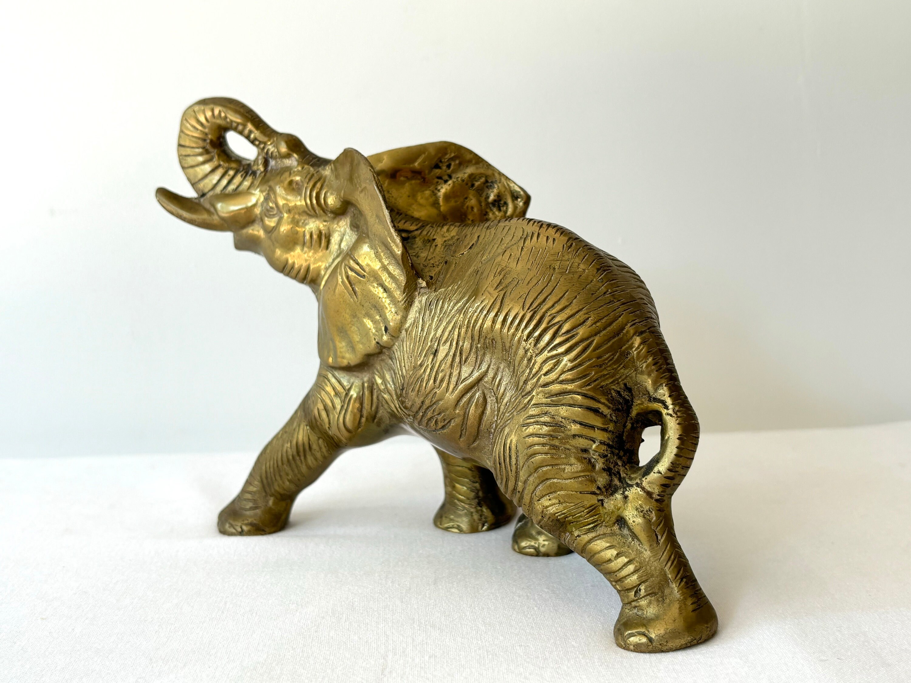 Vintage Heavy Brass Elephant Statue - Elegant Home Decor Accent - Etsy