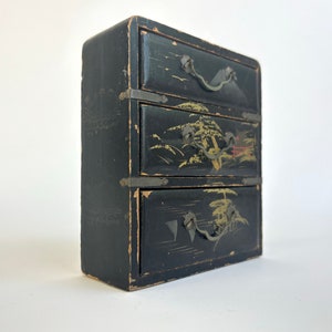 Small Vintage Japanese Jewelry Box, Hand Painted Lacquered Wood - Etsy
