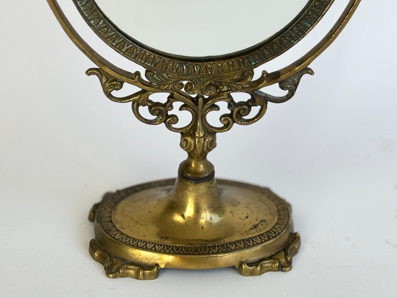 Vintage Brass Heavy Mirror, Vanity Mirror, Adjustable Table Mirror ...