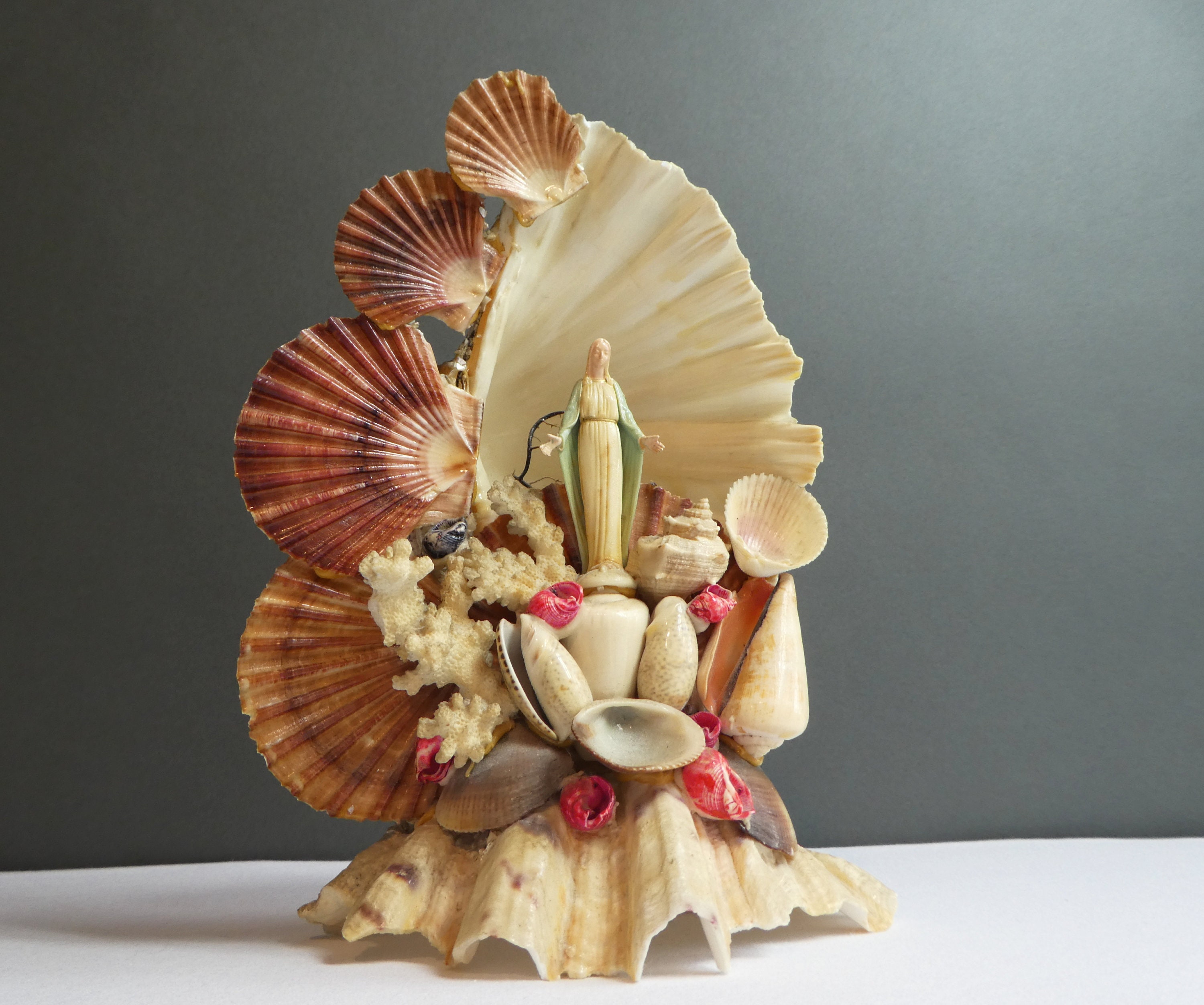Rare Beautiful Virgin Mary in Seashells, Holy Mary Shellware Statue ...