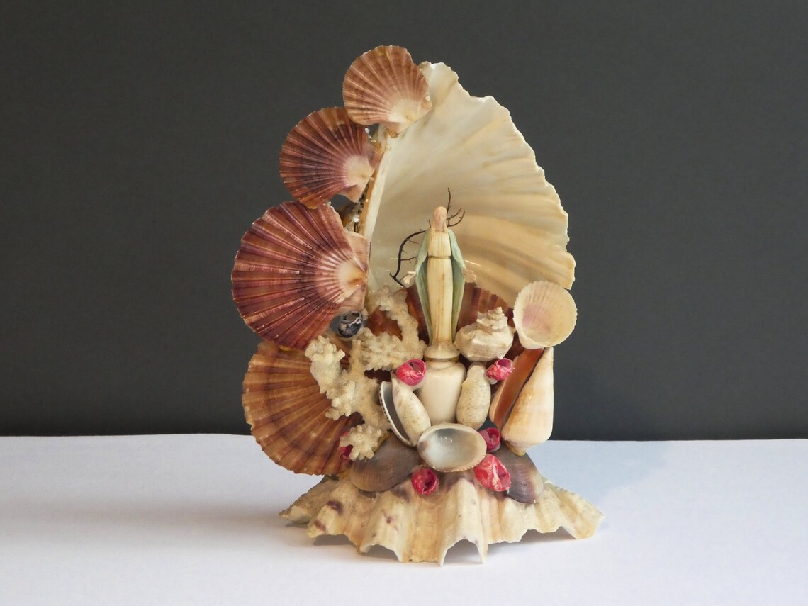 Rare Beautiful Virgin Mary in Seashells, Holy Mary Shellware Statue ...