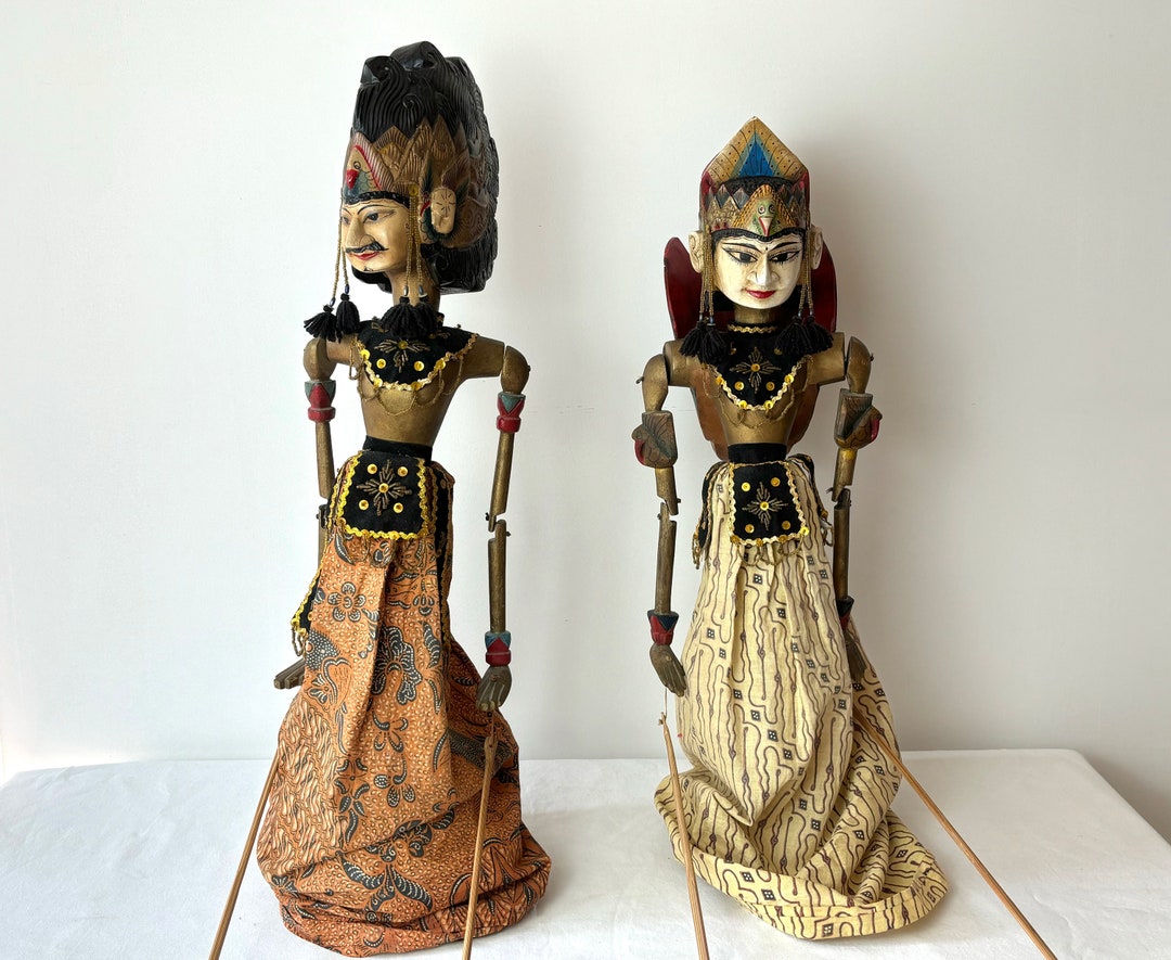 Set of Two Java Indonesian Vintage Dolls, Wayang Golek, Puppet Home ...