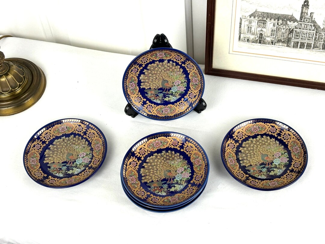 Rare Set of Six Small Morrocan Taous, Vintage Porcelain Set Dishes ...