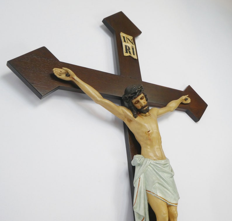 Antique Extra Large Wooden Crucifix Beautiful Cross Jesus - Etsy