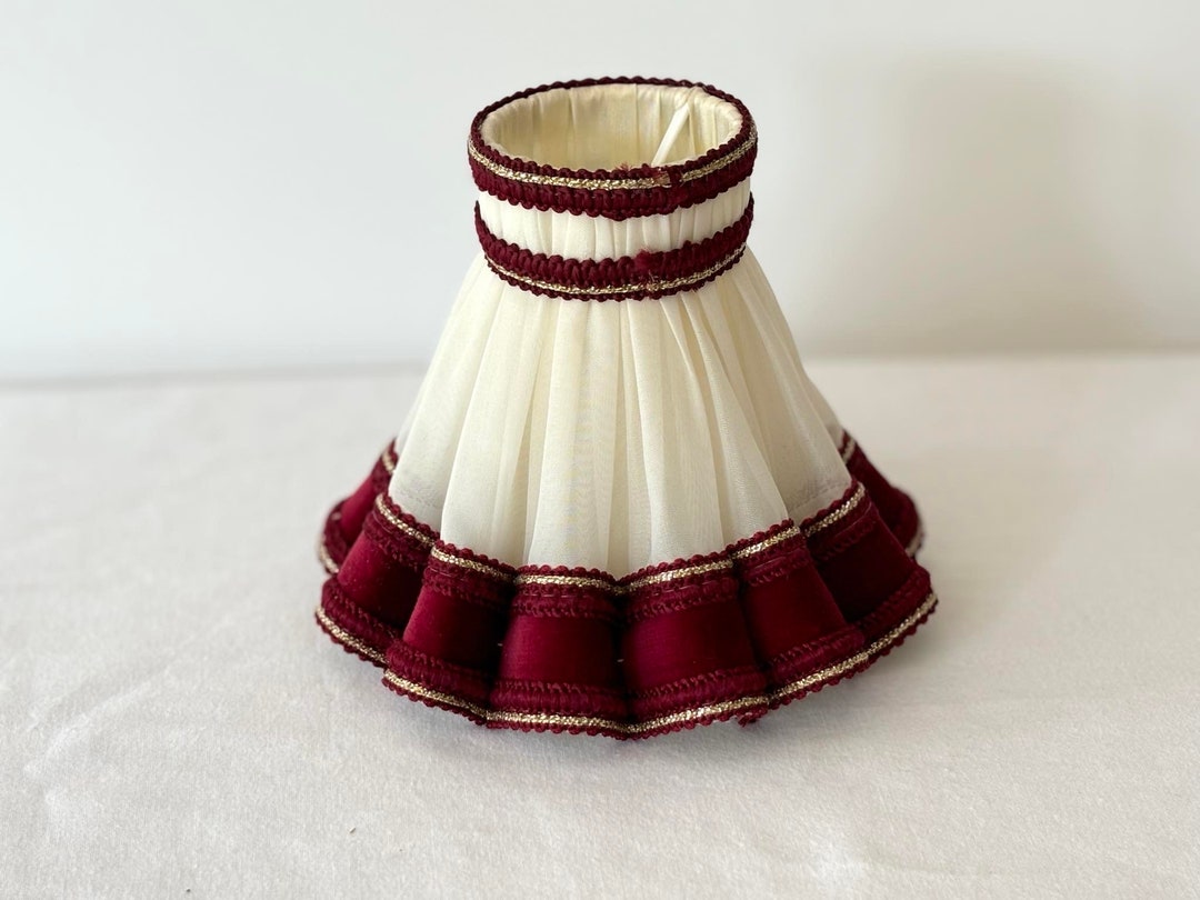 Antique French Boudoir Romantic Red and White Fabric Lamp Shade ...