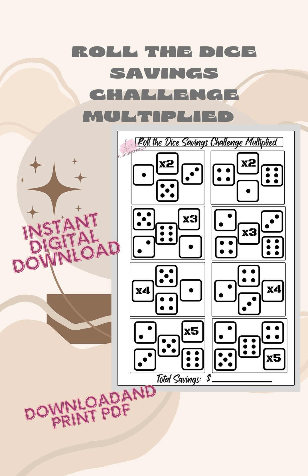 Roll the Dice Multiplied! Savings Challenge INSTANT DOWNLOAD - Etsy