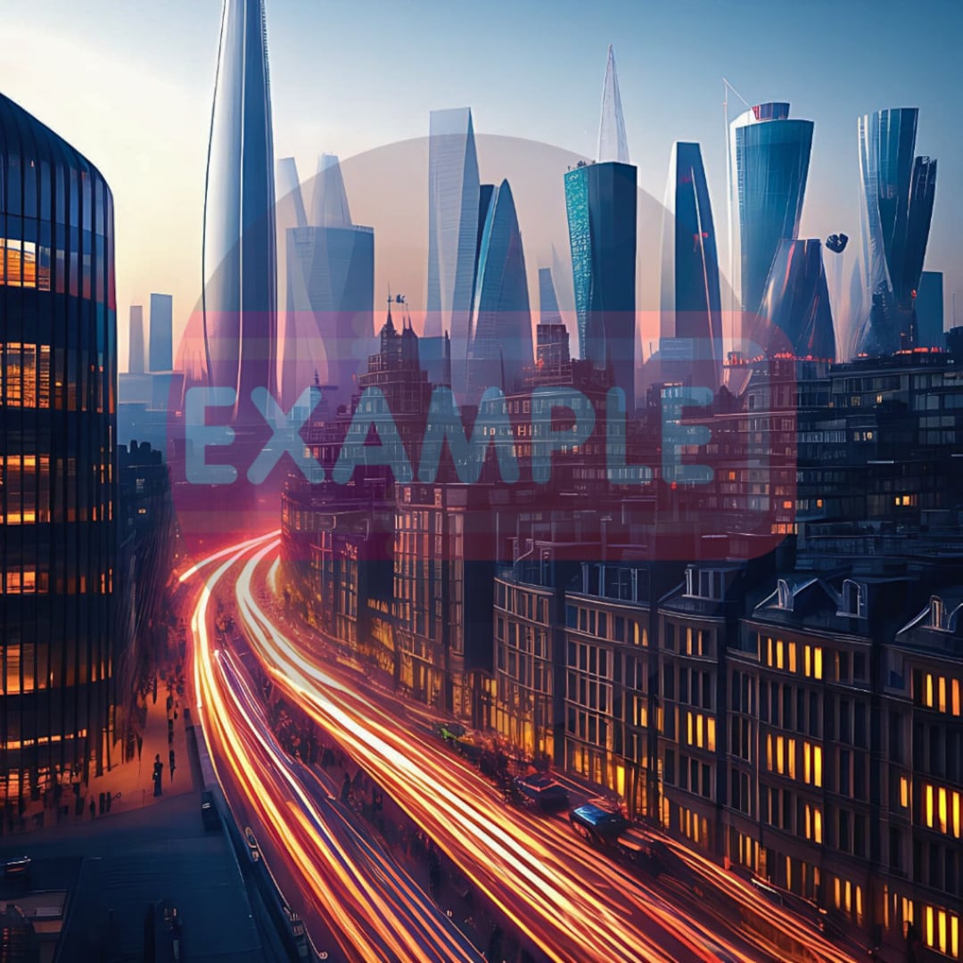 London Neon Modern Cityscape London Eye Skyscraper Digital Download 210 ...