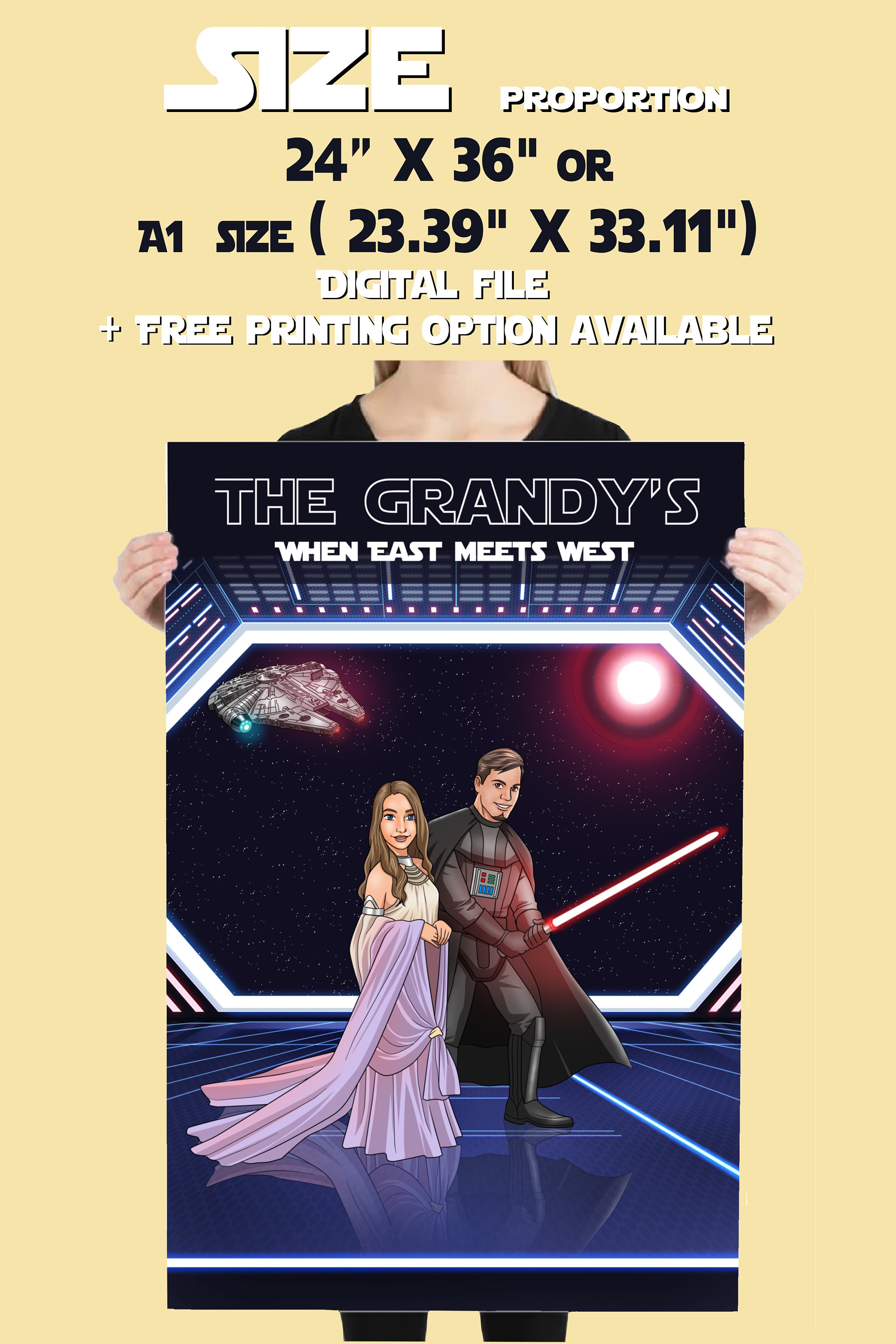 Personalized JEDI POSTER Fully Custom S.W. Art Poster, You as a Star ...