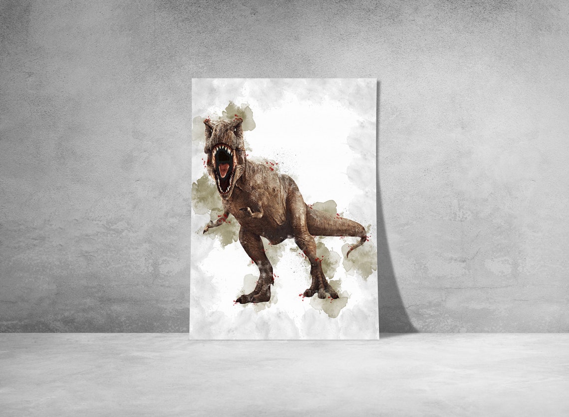 T-REX POSTER Dinosaur Poster Tyrannosaurus Rex Poster Watercolor Art ...