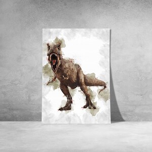 T-REX POSTER Dinosaur Poster Tyrannosaurus Rex Poster Watercolor Art ...