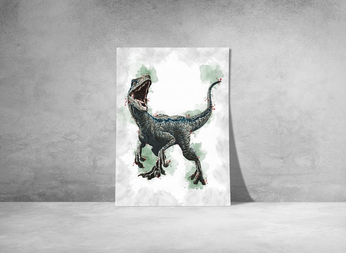 RAPTOR POSTER Dinosaur Poster Velociraptor Poster Watercolor Art Wall ...
