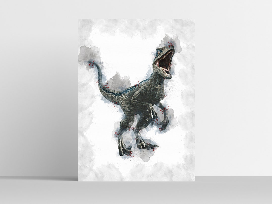 RAPTOR POSTER Dinosaur Poster Velociraptor Poster Watercolor Art Wall ...