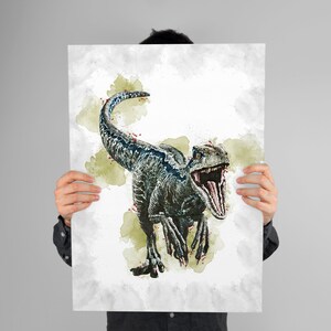 RAPTOR POSTER Dinosaur Poster Velociraptor Poster Watercolor Art Wall ...