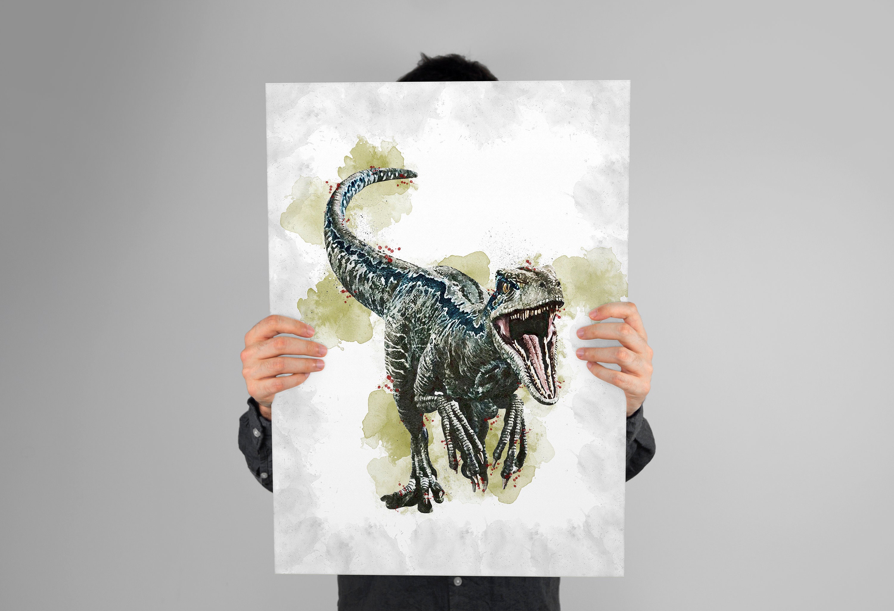 RAPTOR POSTER Dinosaur Poster Velociraptor Poster Watercolor Art Wall ...