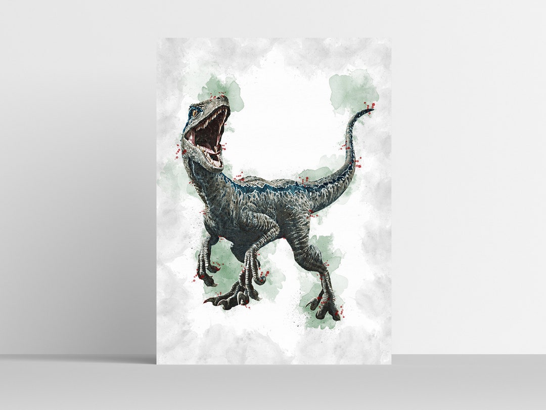 RAPTOR POSTER Dinosaur Poster Velociraptor Poster Watercolor Art Wall ...