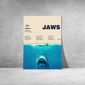 JAWS POSTER Movie Poster Mid Century Modern Poster Minimal Art Poster ...