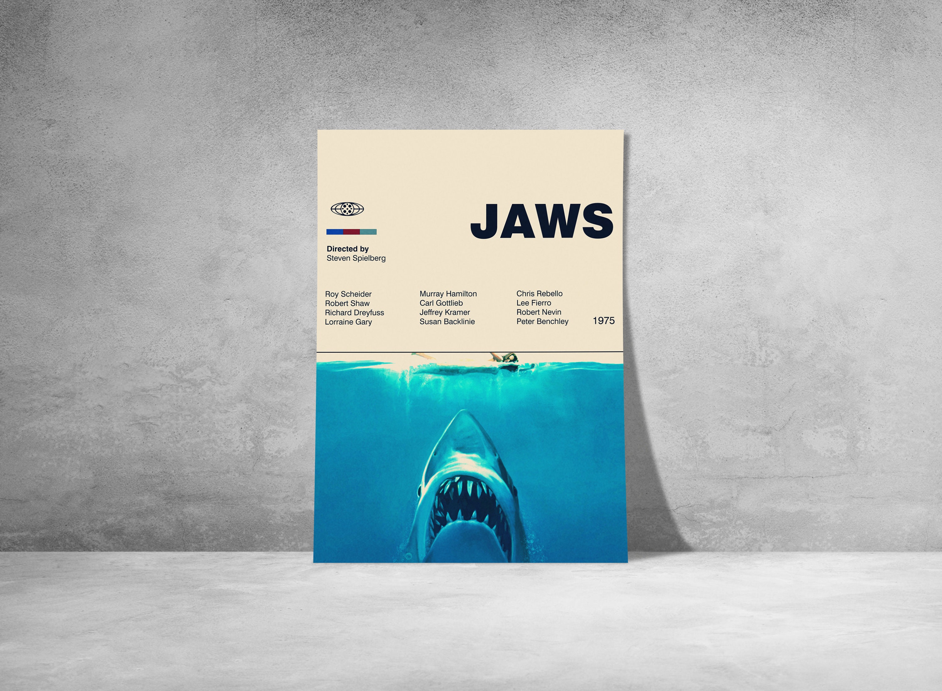 JAWS POSTER Movie Poster Mid Century Modern Poster Minimal Art Poster ...