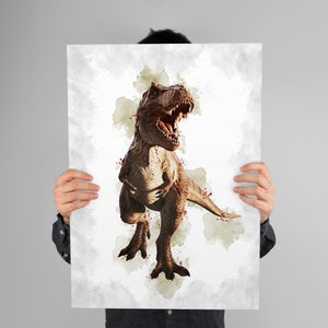 T-REX POSTER Dinosaur Poster Tyrannosaurus Rex Poster Watercolor Art ...