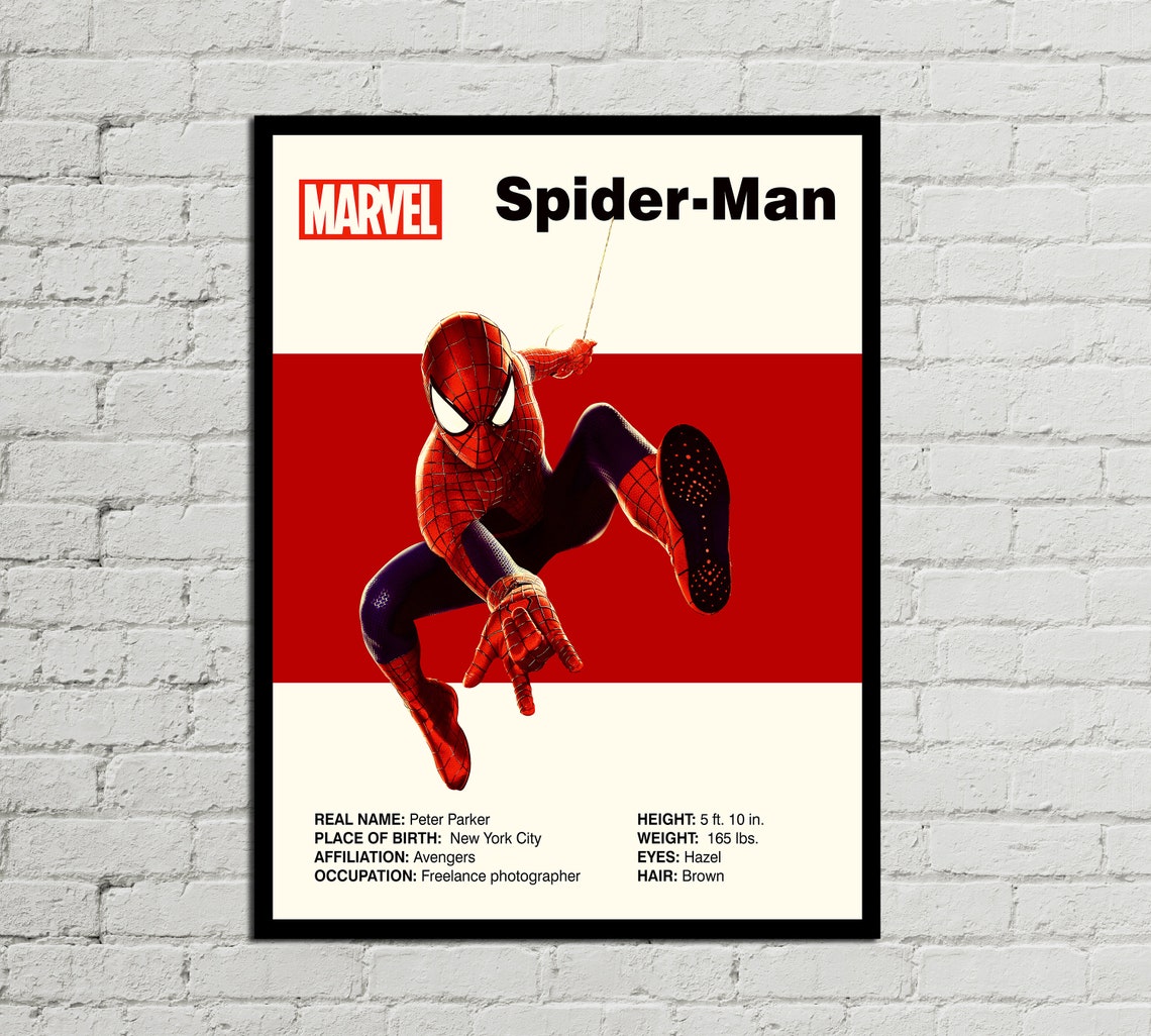 SPIDER-MAN POSTER Marvel Poster Avengers Poster Mid Century Modern ...