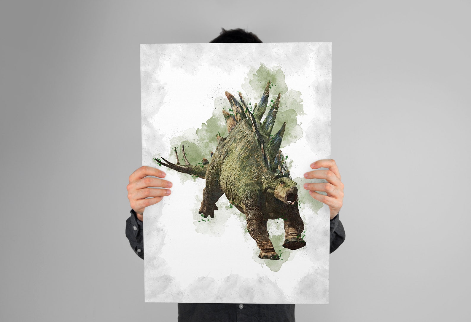 STEGOSAURUS POSTER Dinosaur Poster Stegosaurus Print Watercolor Art ...