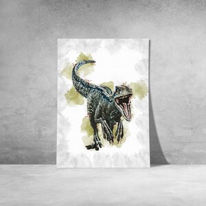 RAPTOR POSTER Dinosaur Poster Velociraptor Poster Watercolor Art Wall ...