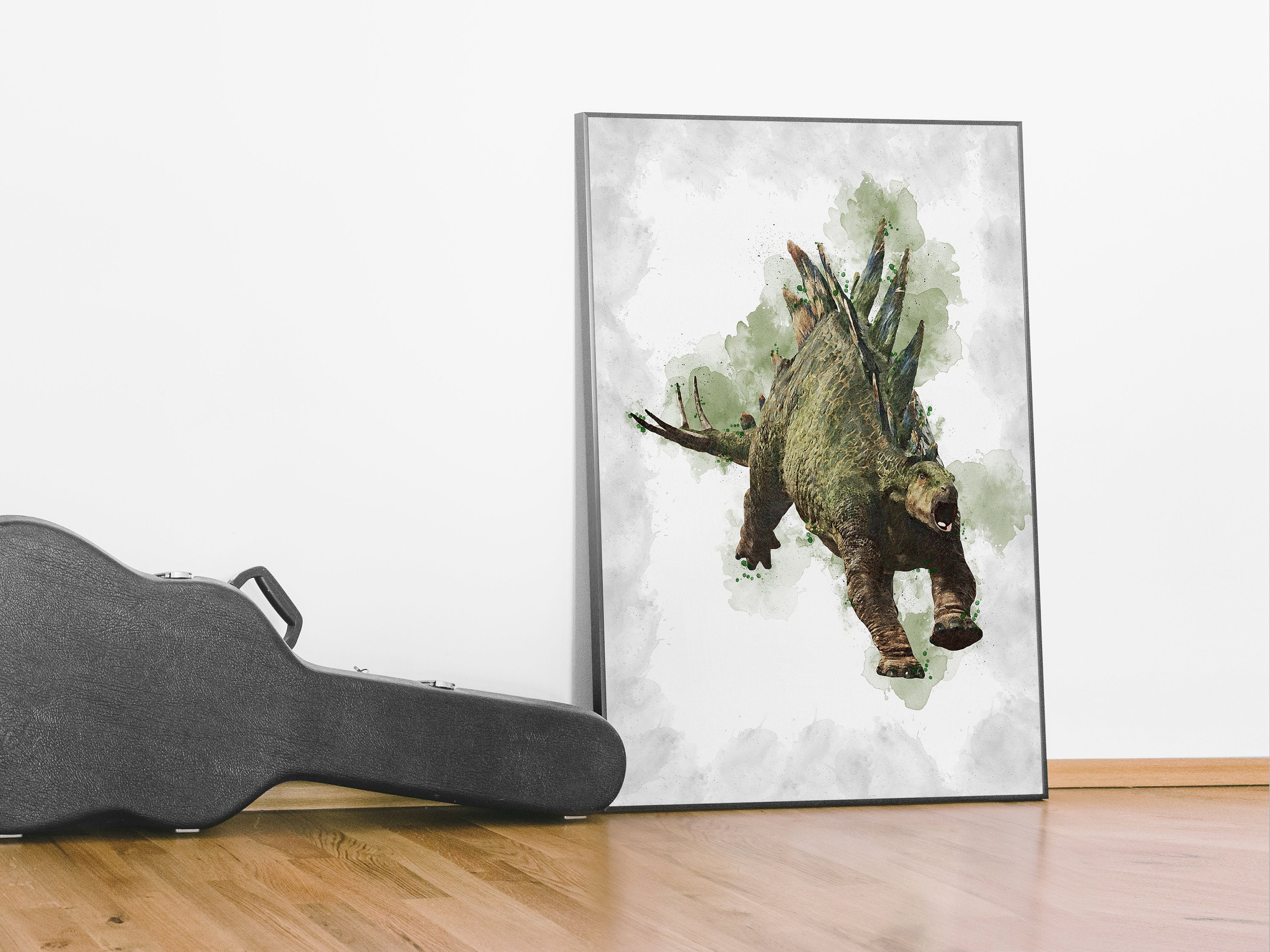 STEGOSAURUS POSTER Dinosaur Poster Stegosaurus Print Watercolor Art ...
