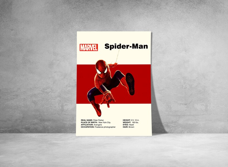 SPIDER-MAN POSTER Marvel Poster Avengers Poster Mid Century Modern ...