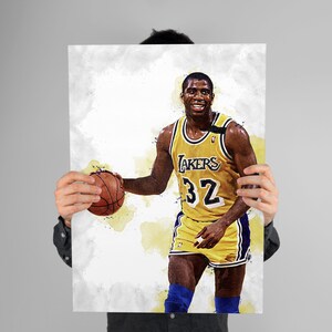 MAGIC JOHNSON Sport Poster NBA Poster Basketball Player Poster Digital ...