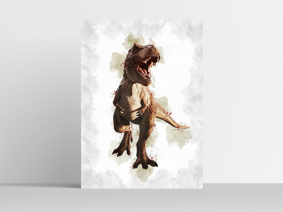 T-REX POSTER Dinosaur Poster Tyrannosaurus Rex Poster Watercolor Art ...