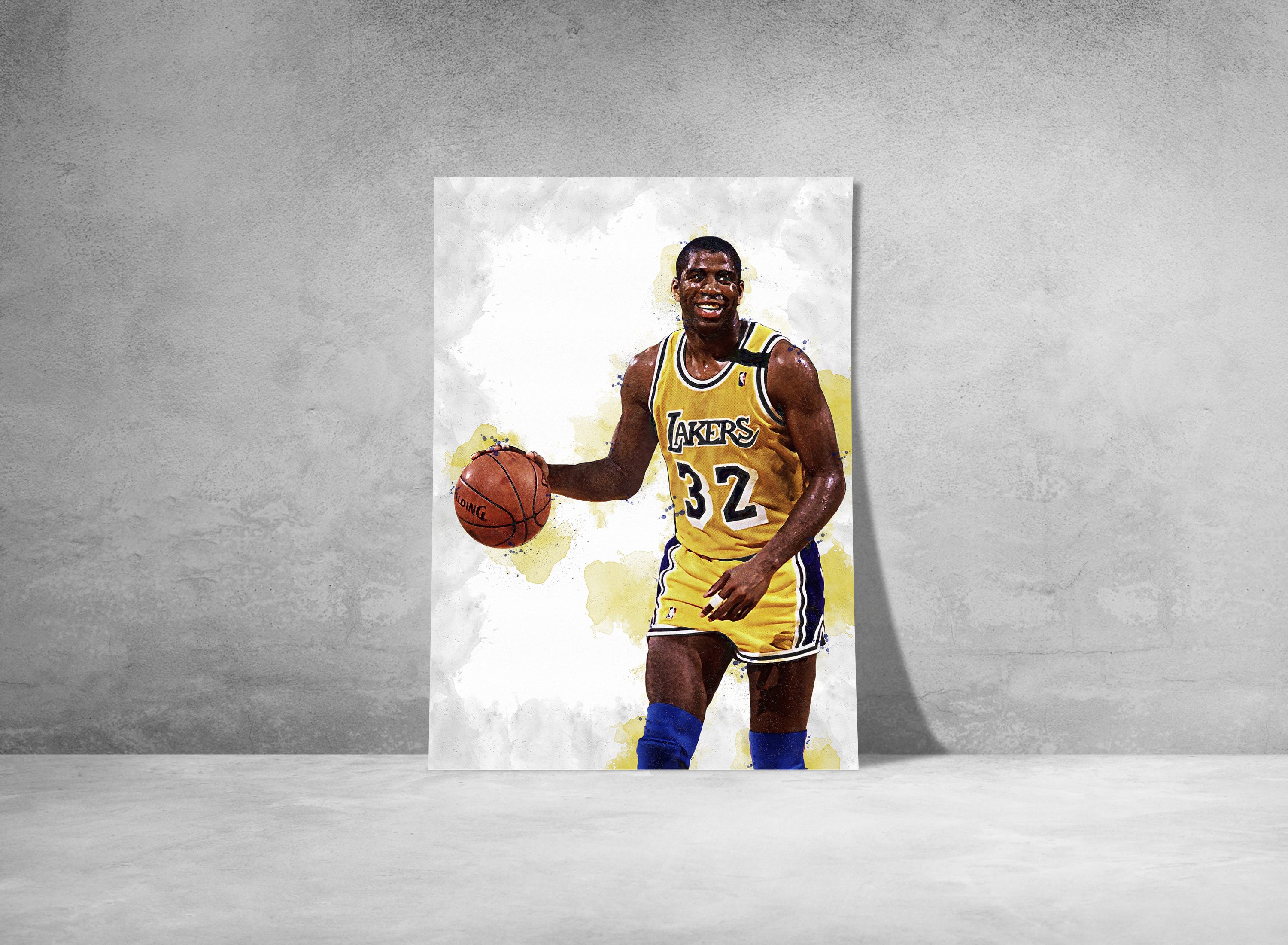 MAGIC JOHNSON Sport Poster NBA Poster Basketball Player Poster Digital ...
