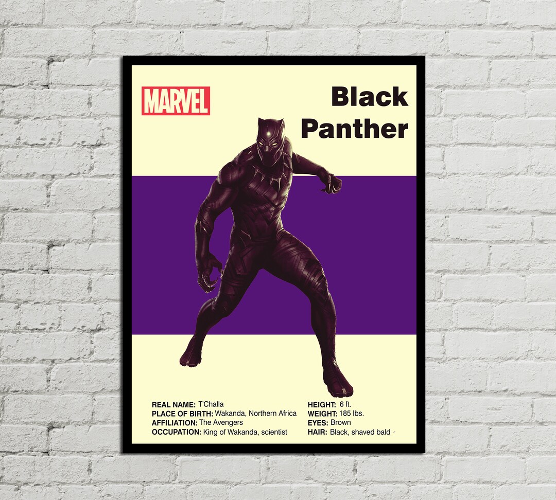 BLACK PANTHER POSTER Marvel Poster Avengers Poster Mid Century Modern ...
