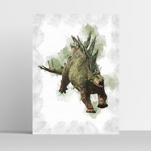 STEGOSAURUS POSTER - Dinosaur Poster - Stegosaurus Print - Watercolor ...