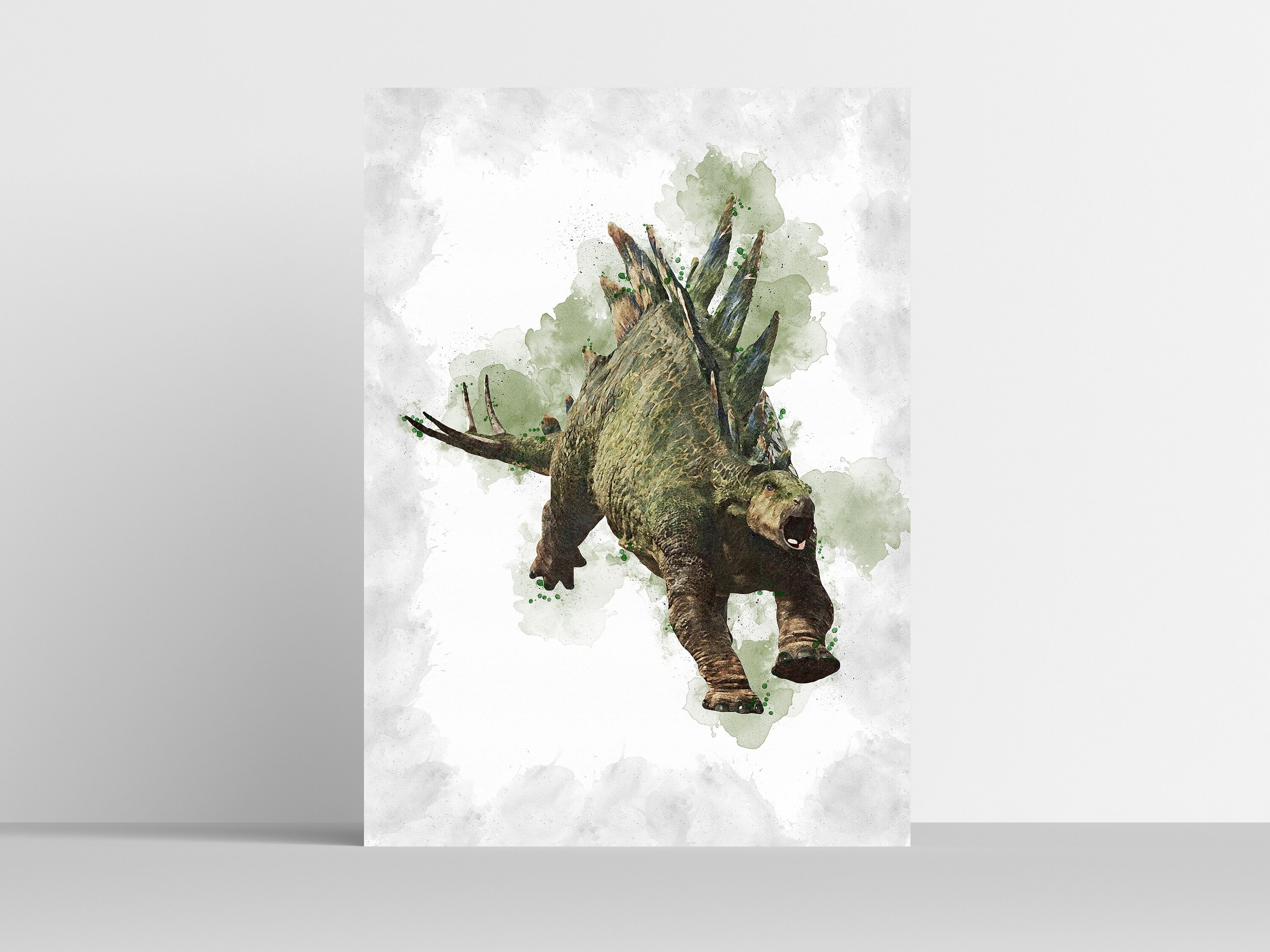 STEGOSAURUS POSTER Dinosaur Poster Stegosaurus Print Watercolor Art ...