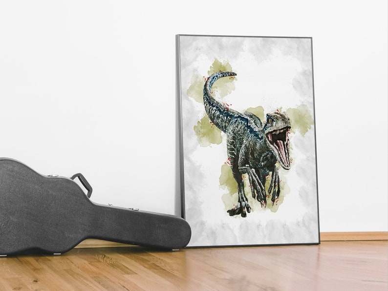 RAPTOR POSTER Dinosaur Poster Velociraptor Poster Watercolor Art Wall ...