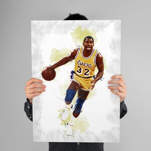 MAGIC JOHNSON Sport Poster NBA Poster Basketball Player Poster Digital ...