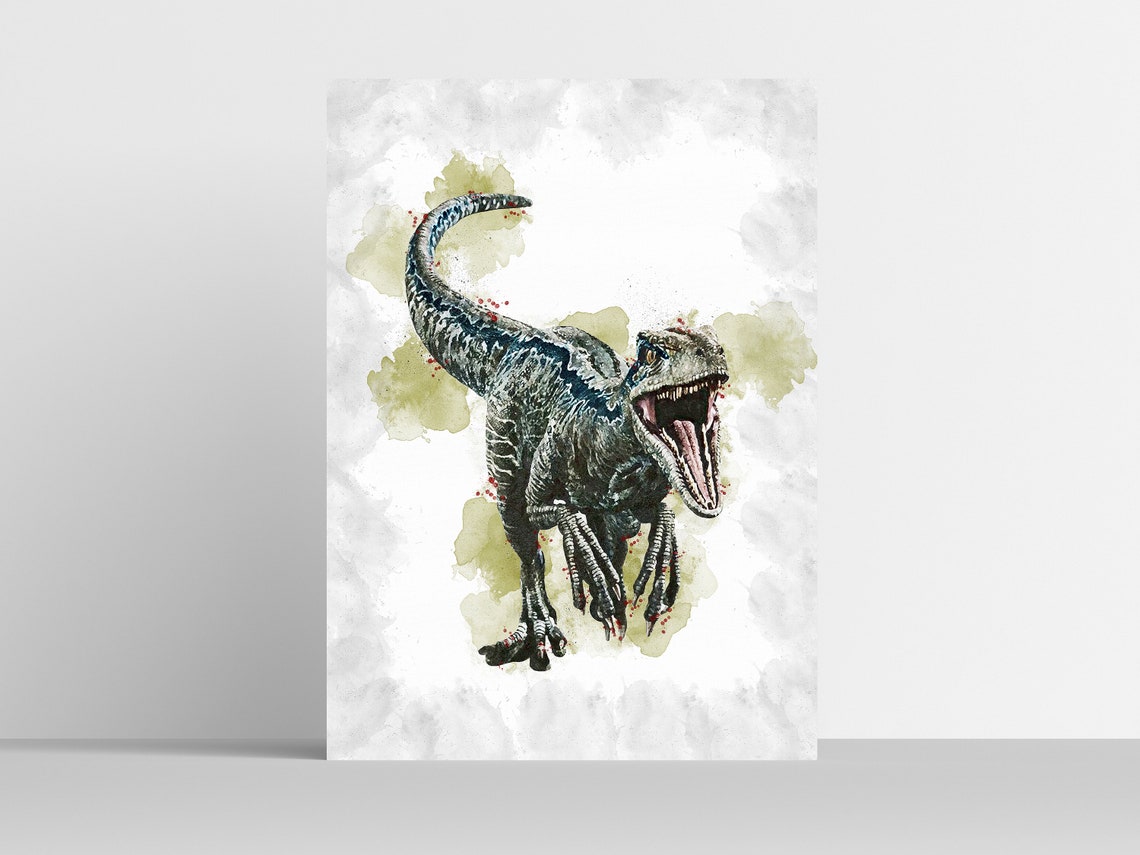 RAPTOR POSTER Dinosaur Poster Velociraptor Poster Watercolor Art Wall ...
