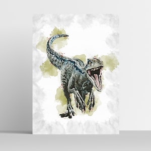 RAPTOR POSTER Dinosaur Poster Velociraptor Poster Watercolor Art Wall ...
