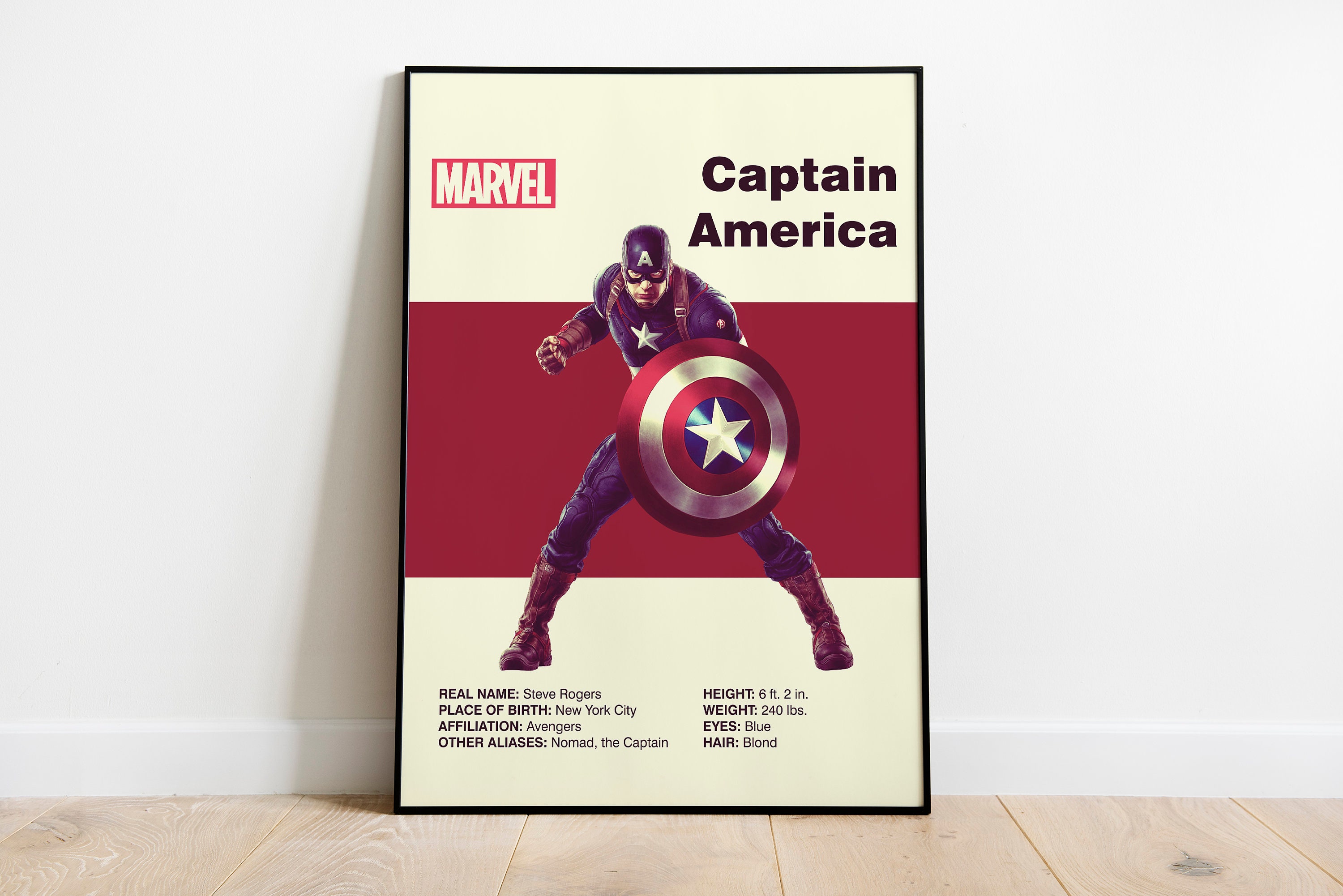 CAPTAIN AMERICA POSTER Marvel Poster Avengers Poster Mid Century Modern ...